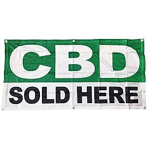 4Less 2x4 Ft CBD Sold HERE Banner Fabric Sign gb