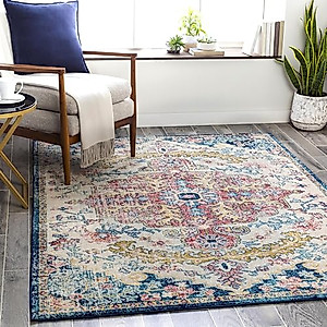 Livabliss Odelia Vintage Bohemian Area Rug,5'3" x 7'3",Garnet/Navy
