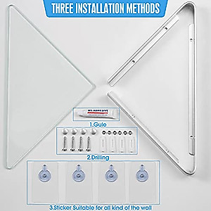 TreeGun Corner Shower Caddy, 2 Pack Glass Corner Shelf, No Drilling Glass Corner Shelf Adhesive Wall Mounted Bathroom Shelf with Aluminum Brackets