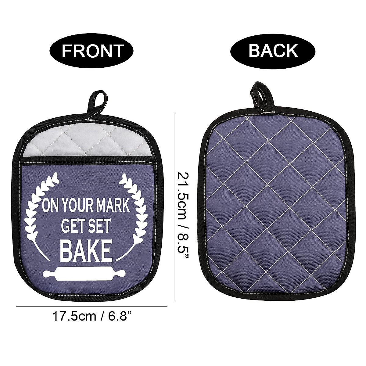 WCGXKO Baking Show Inspired Oven Pads Pot Holder with Pocket On You Mark Get Set Bake (Get Set Bake bl)