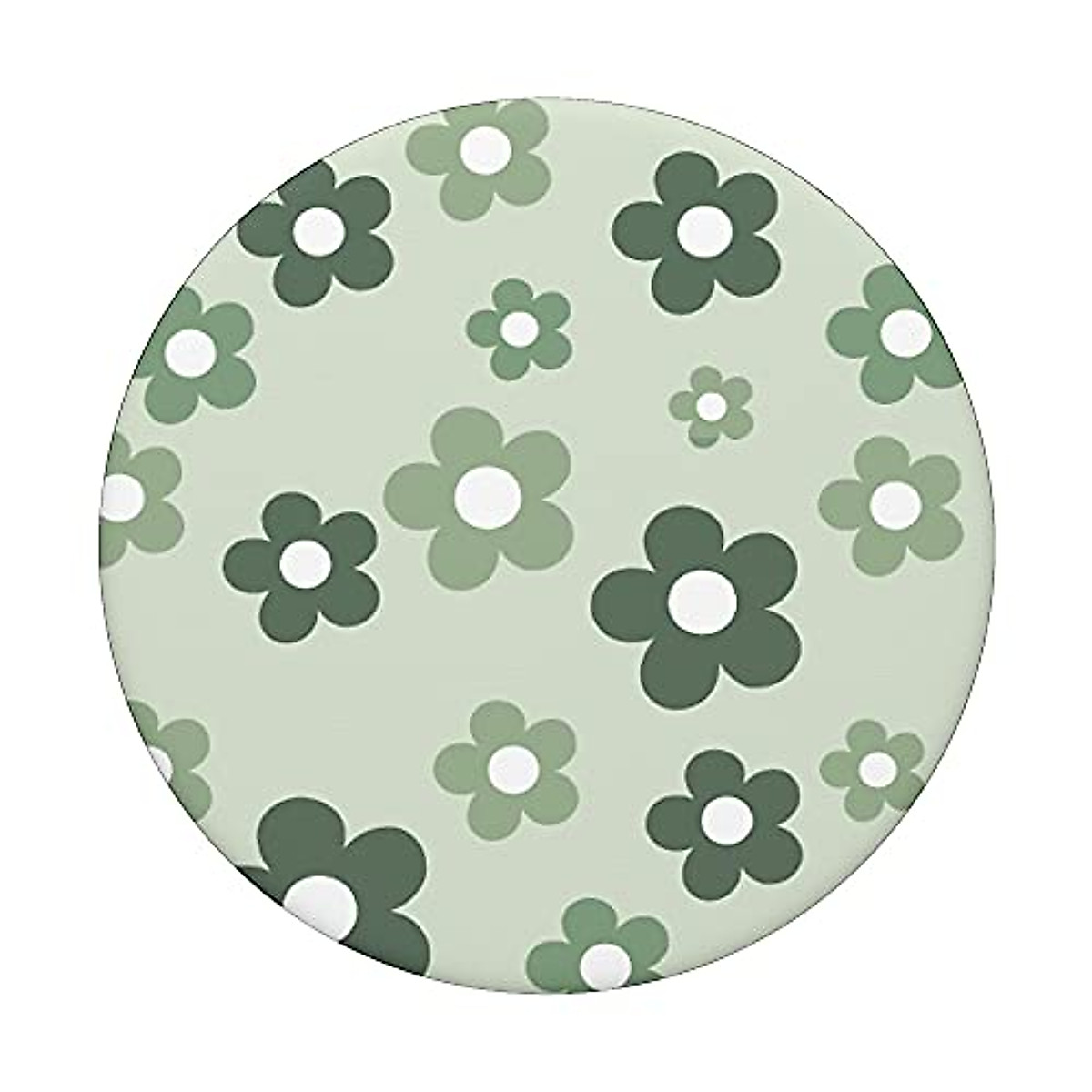 Retro Aesthetic Sage Green Daisy Floral Pattern PopSockets Swappable PopGrip