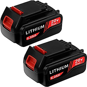 2 Pack 6.0Ah Battery Replacement for 20V Battery Max Lithium Ion Battery