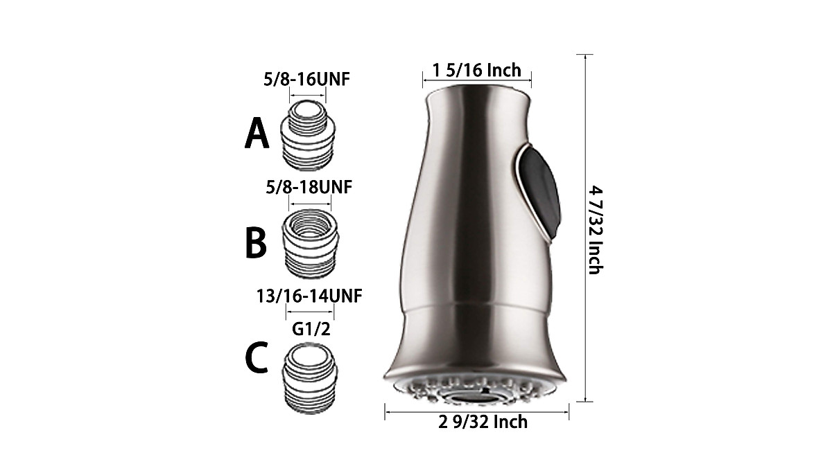 Pull-Out Spray Nozzle for Kitchen Faucets - Brushed Nickel