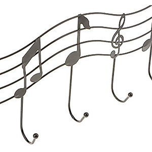 Over The Door Hooks Music Note Metal Hook Coat Hat Bag Wall Hook Hanger Organizer Holder - Black