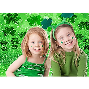 Happy St.Patrick's Day Photography Background Bokeh Sequins Lucky Green Shamrocks Irish Festival Celebration Party Decortion Backdrop (7x5ft)
