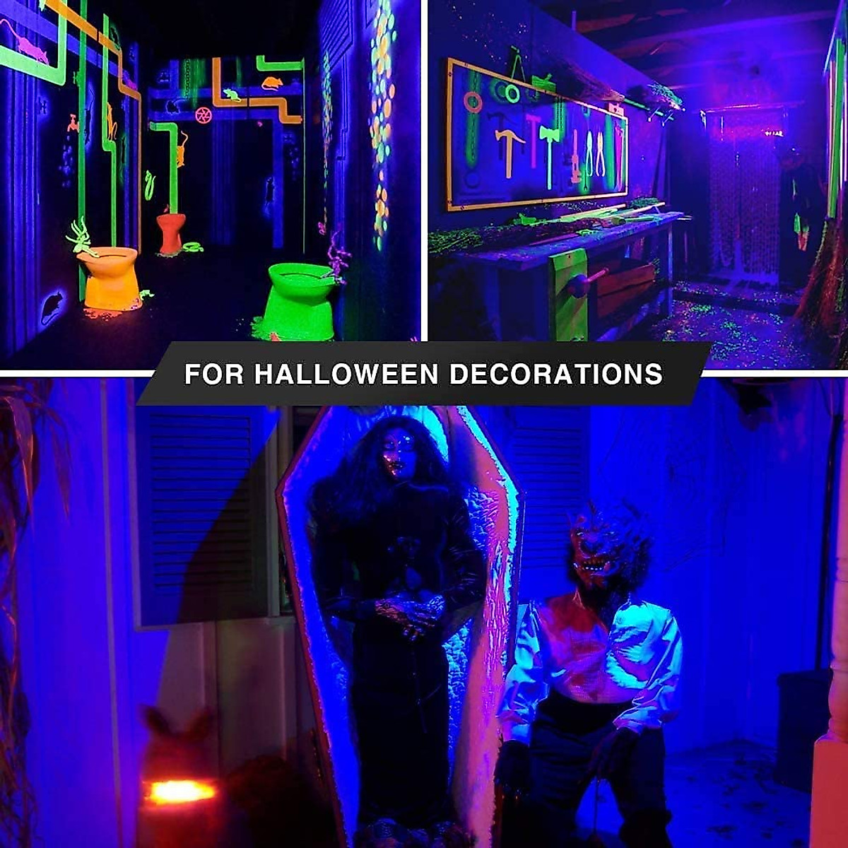 Bluex Bulbs 6 Pack LED Black Light Bulb, 9W A19 E26 Blacklight Bulb Level 385-400nm, Body Paint, Glow in The Dark LED Light Bulb Neon Glow Fluorescent Poster Black Bulb (6 Pack)