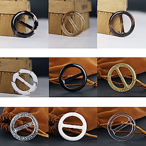 iminoo Scarf Ring Clip Shirt Clip T-Shirt Tie Ring Clips for Women and Slide Tshirt Twist Knot Clip Buckle Circle Clothing Ring Wrap Holder (Multicolor 10)