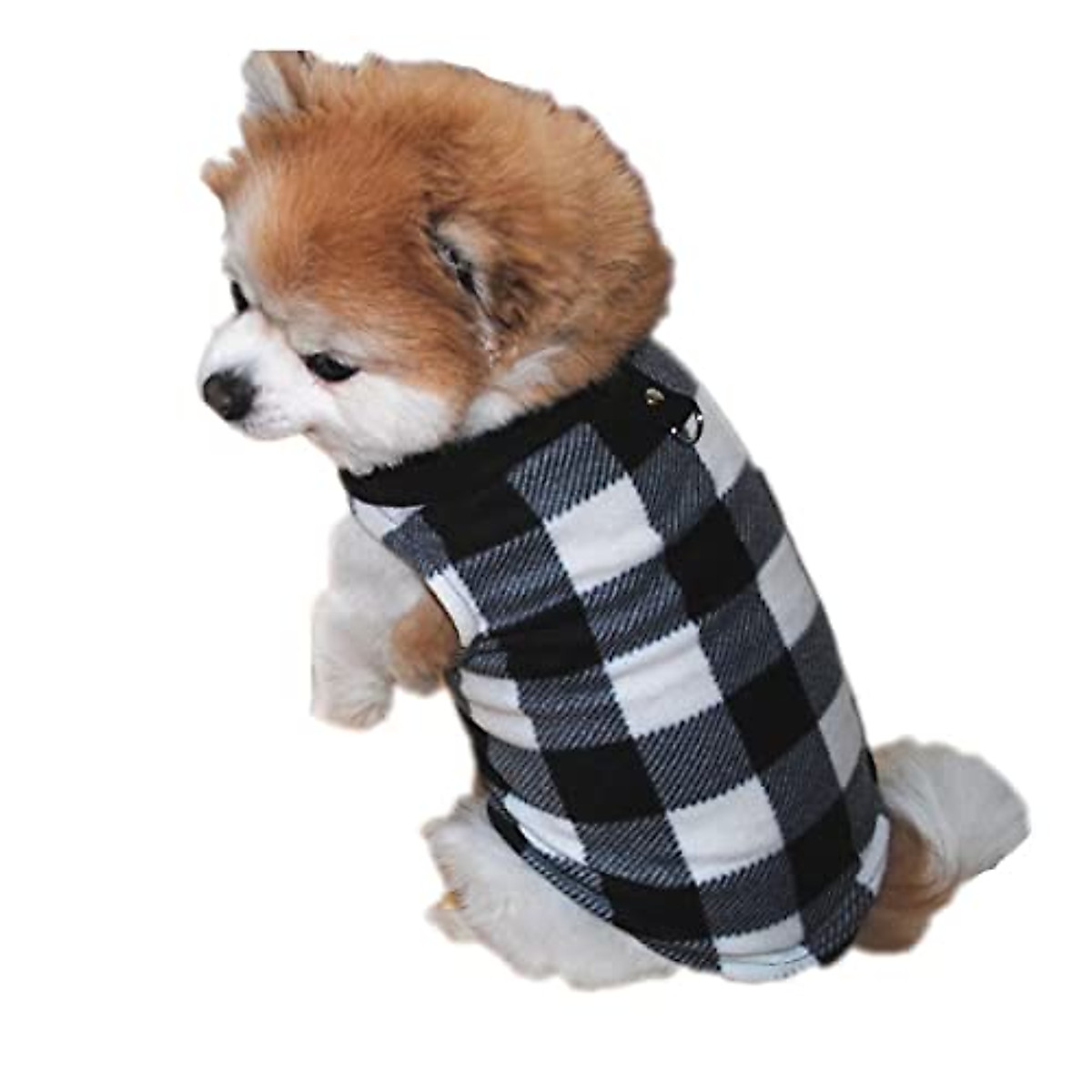 Clopon Dog Shirt Fleece Sweater for Small Pet Clothes Boy Yorkies Sweatshirt Harness Breathable Apparel Outfits Plaid S