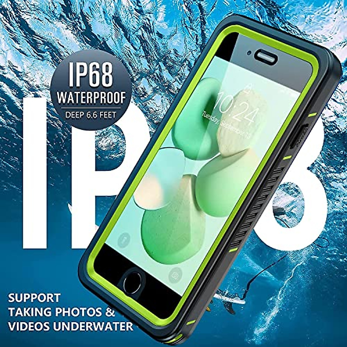 Bestcellcase Waterproof iPhone SE 2022/SE 2020/iPhone 8/iPhone 7 Case Shockproof,Full Body Protective Case with Screen Protector,Heavy Duty Phone Case for iPhone 7/8/SE,Green