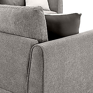 AUKUYEE Modern Fabric Sectional Couch Living Room, 6-Pcs L-Shaped Corner Sofa with 3 Pillows, 100 inch, Grey