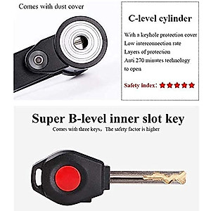 Bike Lock, Six-Section Folding Lock, Safety MTB Folding Bike Lock Professional Anti-Theft Alloy Steel Foldable Bicycle Lock(Color:Blue)