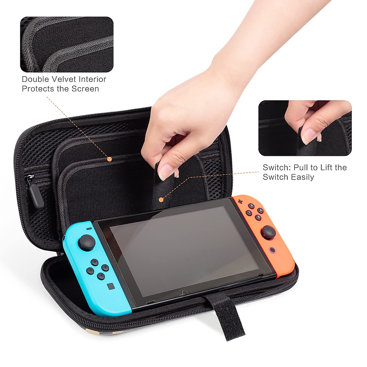 Drodalala Nintendo Switch Carrying Case OLED 2021, Nintendo Switch Case 2017 Girls, 20 Game Card Slots for Nintendo Switch Console Joy-Con, Dockable Heystop Protective Controller Case Accessories