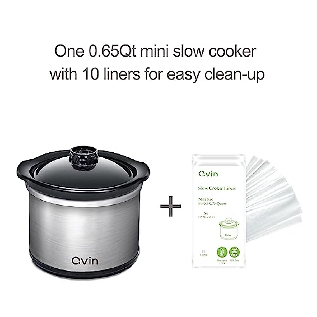 Qvin 0.65 qt mini slow cooker warmer with 10pcs slow cooker lines for 0.5Qt-0.75qt pots
