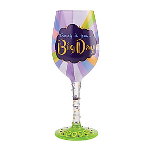Enesco Designs by Lolita Today is Your Big Day Artisan Hand-Painted Wine Glass, 15 Ounce, Multicolor
