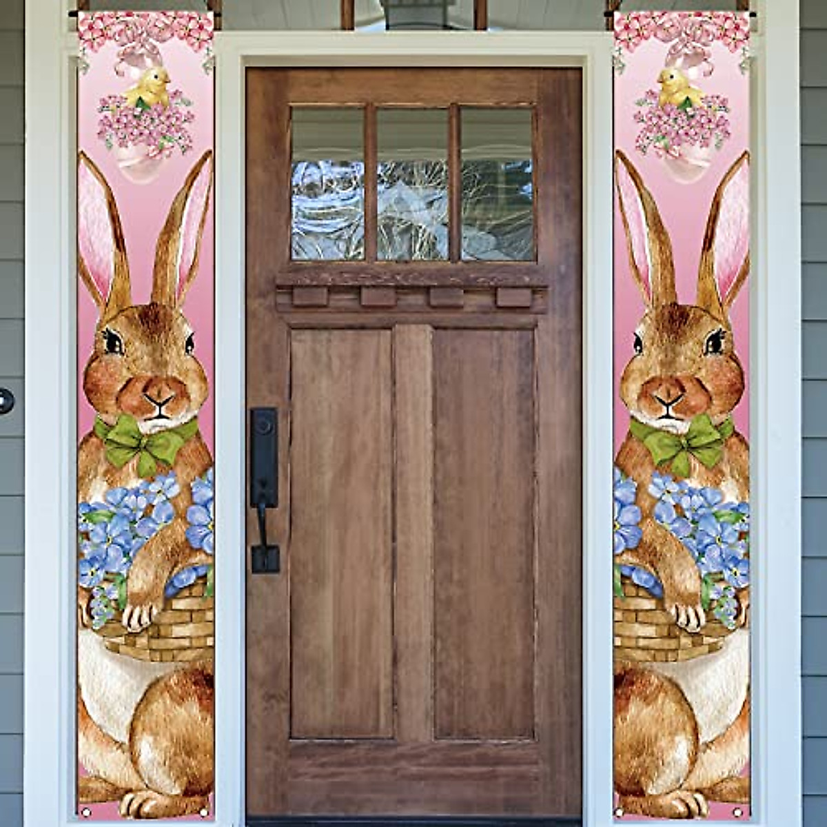 Happy Easter Decorations Easter Bunny Font Porch Weclome Sign Easter Rabbit Banner Religious Jesus Easter Decoration and Supplies for Home Party