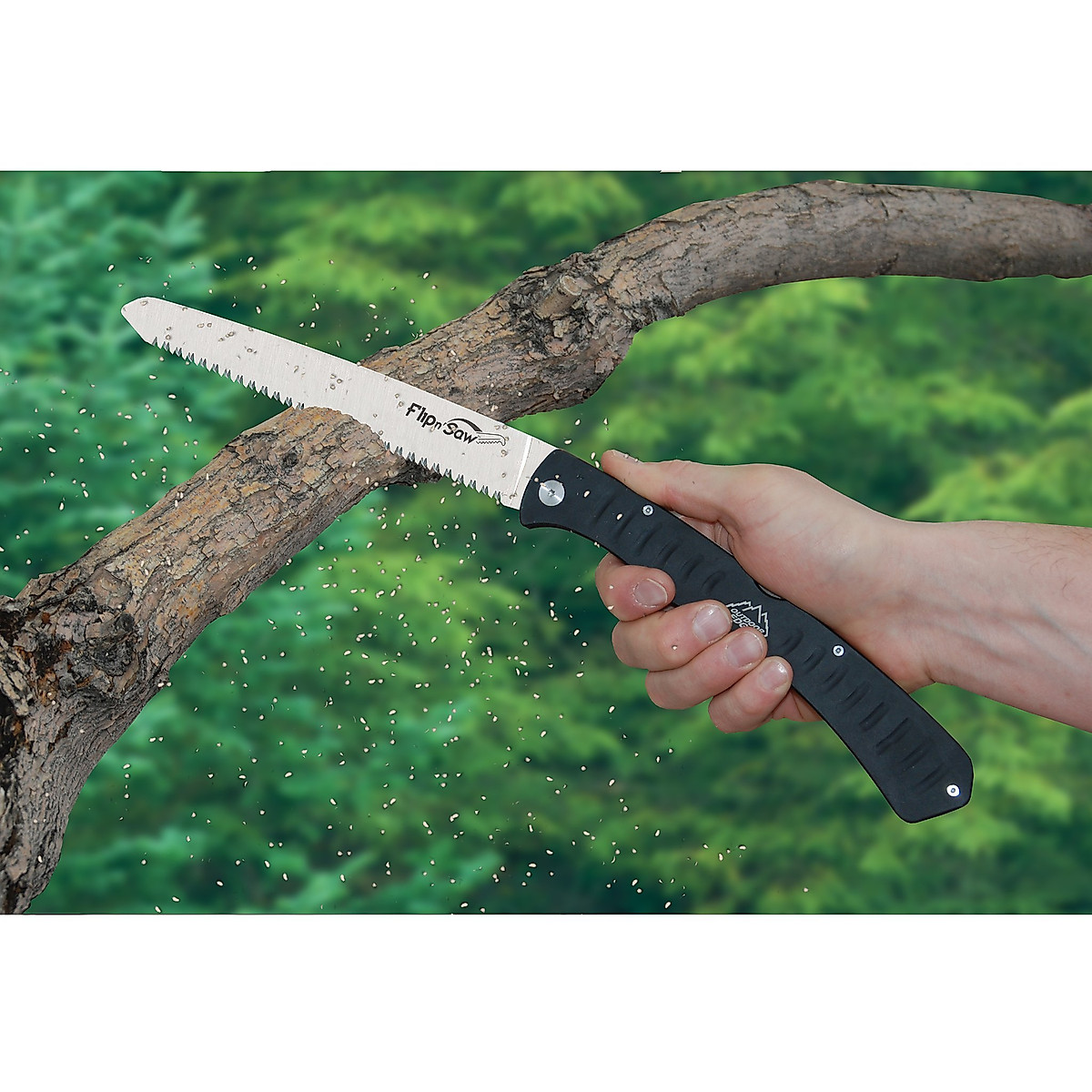 Outdoor Edge 7.0" Flip N' Saw - Lightweight Folding Aluminum Handle Outdoor-Hunting Saw with 65Mn Spring Steel Blade and Triple Ground Saw Teeth for Tough Bone and Wood with Black Nylon Sheath