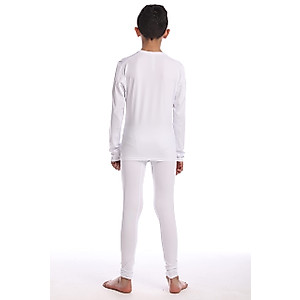CVVTEE Boys Athletic Base Layer Compression Underwear Set 2pcs Thermal Long John for Kids (10(Height:51.18"-55.12"), White)