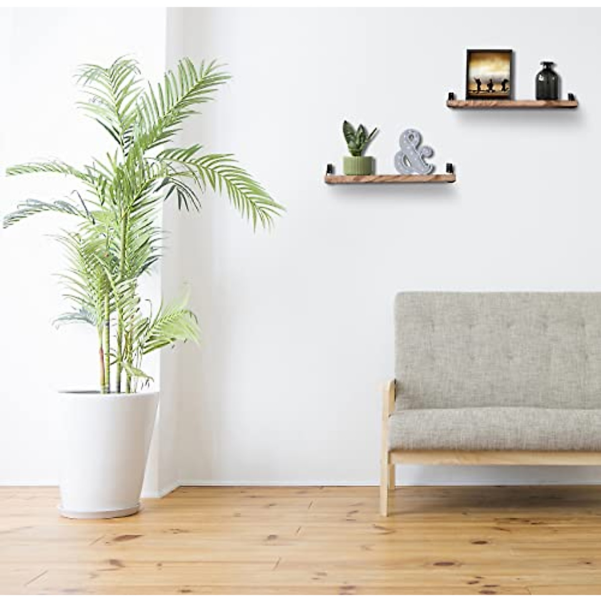 IKJZIZP Rustic Floating Shelves for Wall Decor Wood Wall Shelves for Bedroom Living Room Set of 5 Carbonized Black