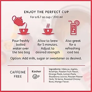 Wissotzky Fruit Galore Herbal Tea, 20 Tea Bags | Caffeine Free Tea | Antioxidant Rich | Fruity Blend | Herbal Tea Bags