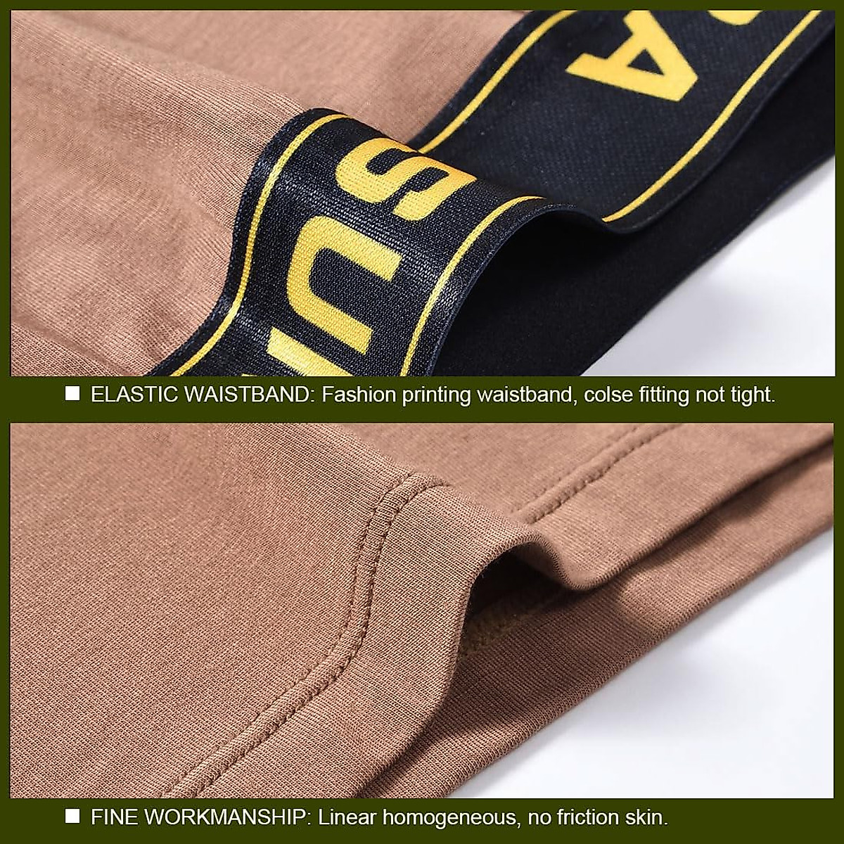 SUMABA Mens Bamboo Viscose Anti Chafing Spandex Boxer Briefs Underwear (7403Dark Blue/Brown, xl)