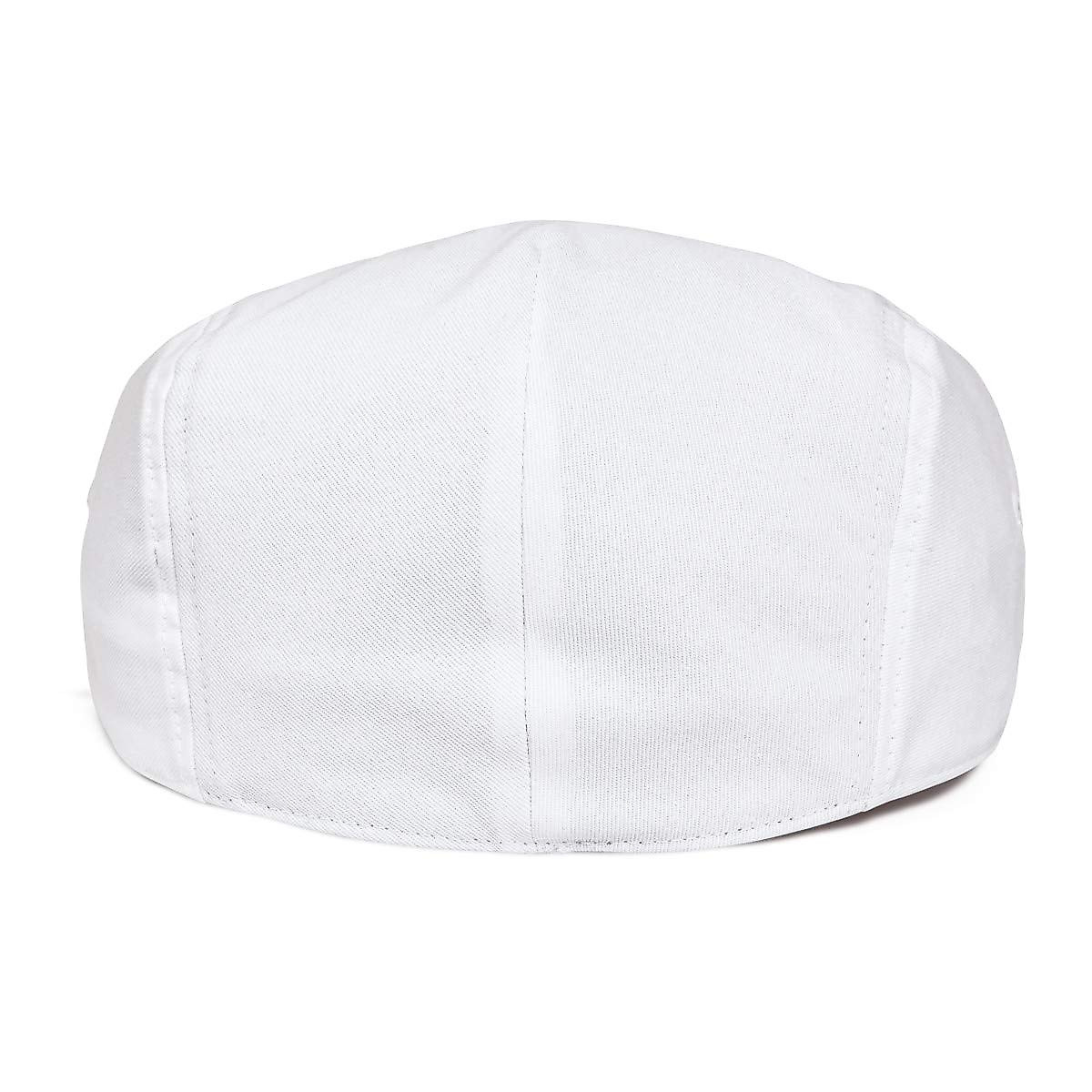 JANGOUL Men Ivy Cap Cotton Twill Newsboy Flat Cap (White, 7 3/8)