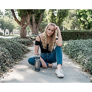 Coldest Sports Water Bottle with Straw Lid Vacuum Insulated Stainless Steel Metal Thermos Bottles Reusable Leak Proof Flask for Sports Gym (Matte Black, 32 oz)