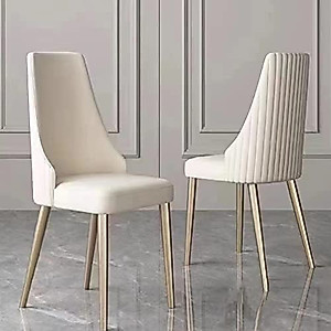 Runboll Modern Dinner Chairs Set of 2 PU Leather Accent Chairs with Metal Legs for Kitchen, Dining, Bedroom, Living Room