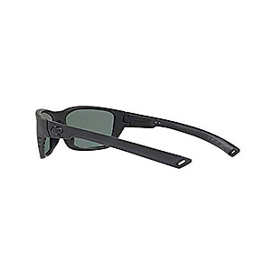 Costa Del Mar Men's Whitetip Polarized Rectangular Sunglasses, Blackout/Grey Polarized-580P, 58 mm