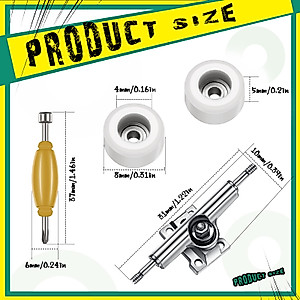 Zhehao 8 Pcs Fingerboard Bearing Wheels Standard Fingerboard Tool Fingerboard CNC Lathed Bearing Fingerboard Screwdriver and 2 Pcs Nut Driver for 34 mm Wide Decks Finger Skateboard Trucks (White)