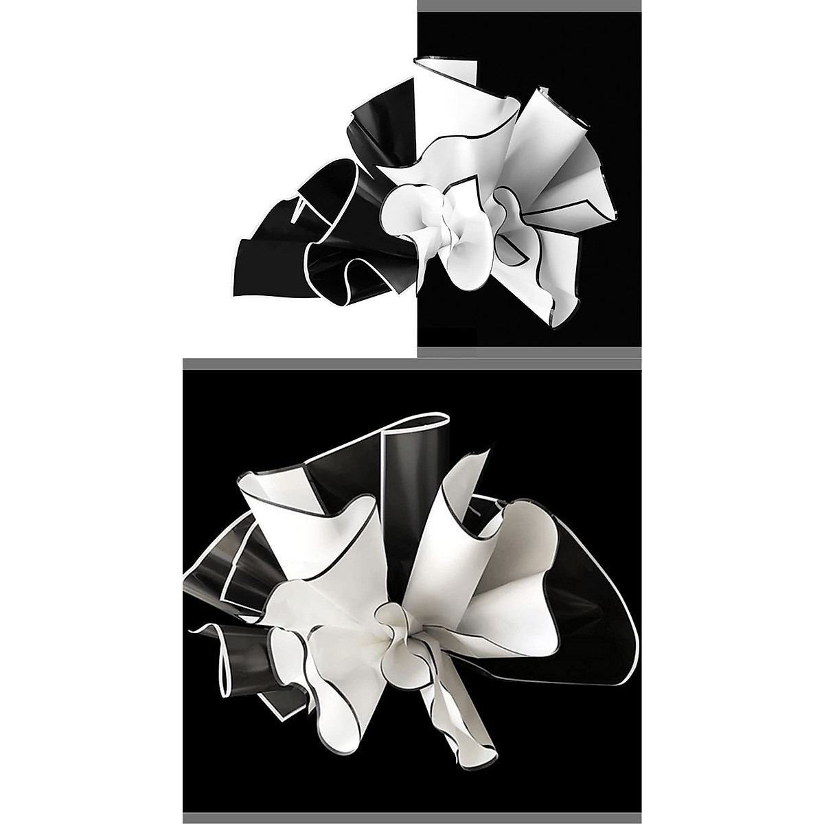 20 Counts 4 Styles Black White Waterproof Florist Bouquet Paper Packaging Paper,Fresh Flowers Wrapping Paper with Border 23"with 48 Yards 1/2"Fabric Ribbons,Gift Packaging for Birthday Holiday Wedding