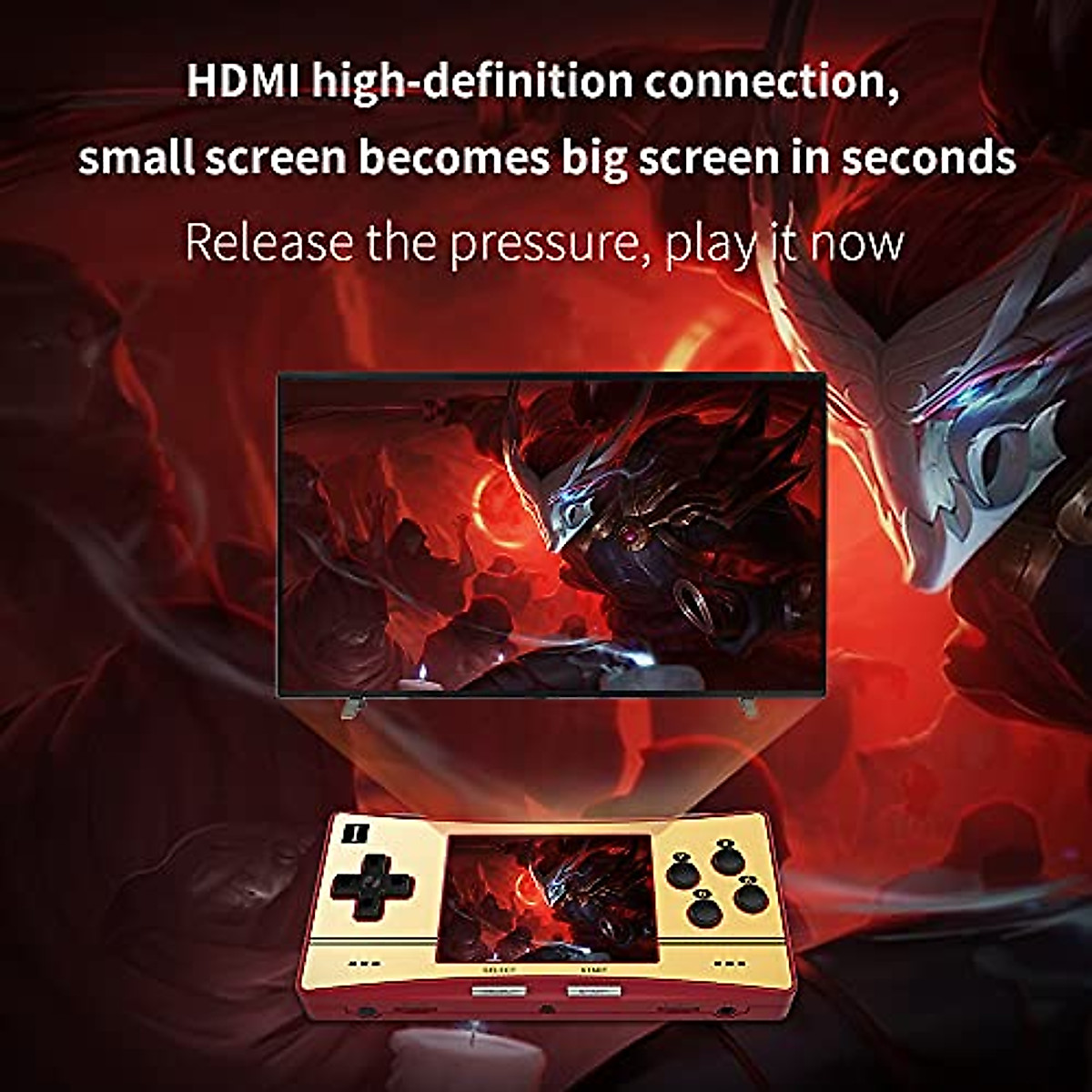 2021 Upgraded Opening Linux Tony System Handheld Game Console , Retro Game Console with 64G TF Card Built in 2500 Classic Games, Portable Video Game Console of 3 Inch IPS Screen (Red)