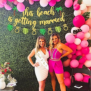 Sursurprise Beach Bachelorette Party Decorations, This Beach Is Getting Married Banner Garland Bride To Be Sash, Summer Hawaiian Tropical Flamingo Bach Party Supplies