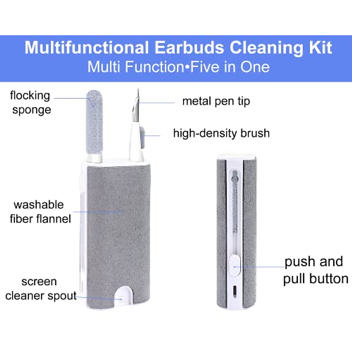 XANGNIER Cleaner Kit for Airpods Pro,5 in 1 Multi-Function Earbuds Cleaning Tools, Cleaning Pen with Soft Brush for iPhone Charging Port,Phone Speaker,Earpods,Headphone,Earphone,iPod Case