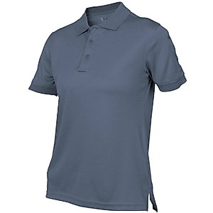 LAPG Women's Recon Jersey Short Sleeve Polo Shirt, Anti-Wrinkle Moisture Wicking Tactical Polo Shirt for Women - Heather Blue - Medium