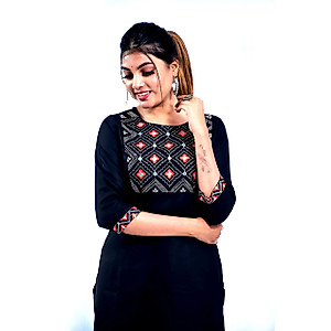 Vihaan Impex Black Kurti for Women Kurta Set with Pant 3/4 Sleeve