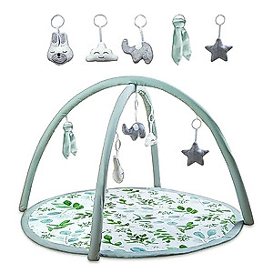 Baby Gym Play Mat for Infant Baby Play Gym Playmats for Newborn Activity Gym for Toddlers with 5 Hanging Toys