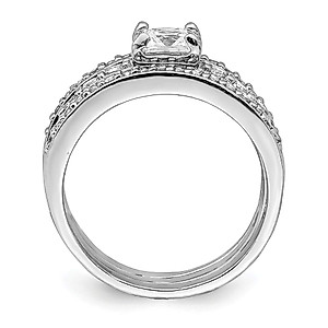 FB JEWELS 925 Sterling Silver CZ Cubic Zirconia 3 Piece Wedding Set Ring