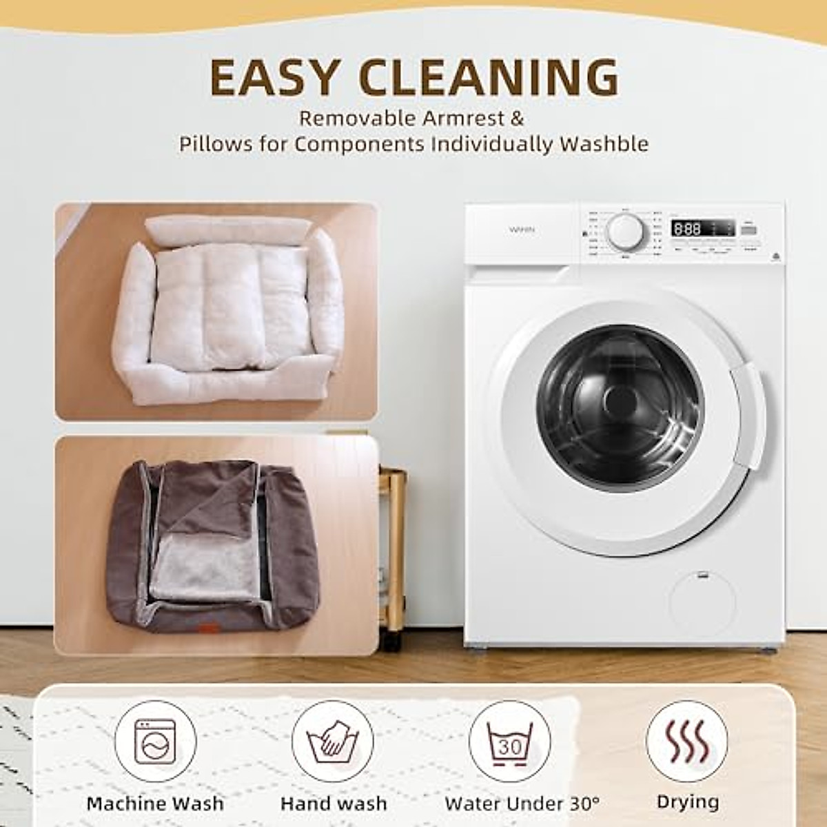 HOOPET Dog Bed for Small Dog Sofa Bed for Indoor Cats Sofa with Reversible Cushion Tear Resistant Small Dog Bed Washable with Removable Cover Puppy Bed for Small Dogs, 25.6"x 19.7", Brown