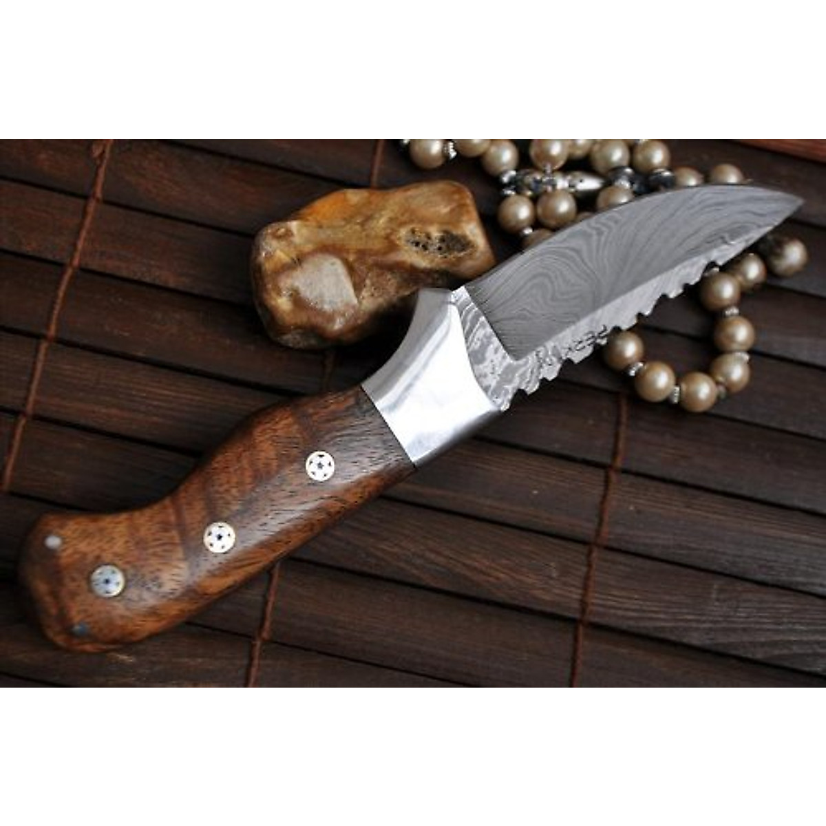 Perkin Knives - Handmade Damascus Hunting Knife - Beautiful Camping Knife - Full Tang