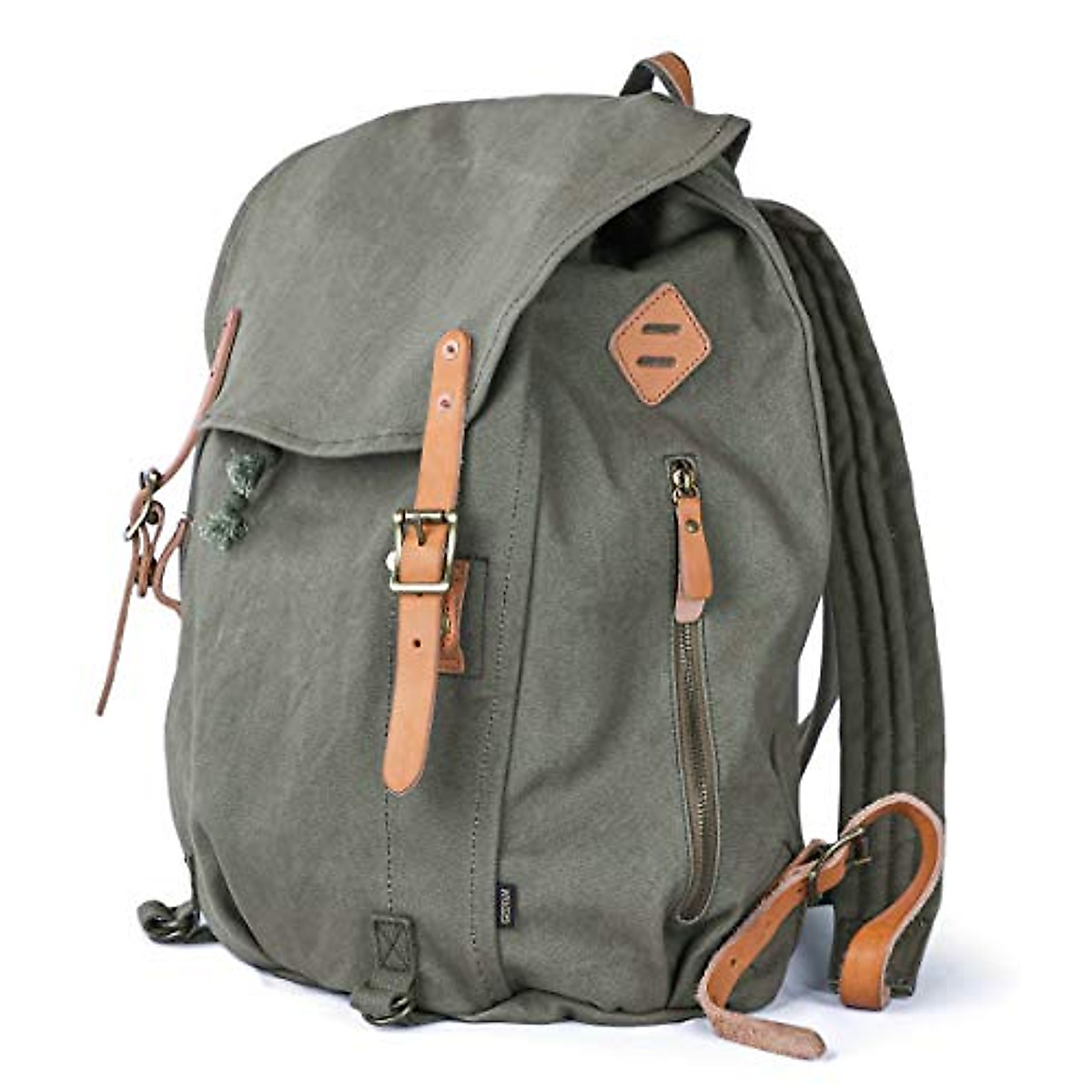 Gootium Canvas Backpack - Vintage Military Rucksack Travel Dayack, Green