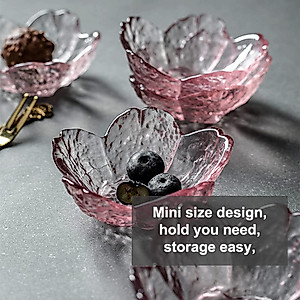 Bettli Glass Bowls Set Cute Sakura Shaped Dish for Snack ice cream Soy Sauce Pack of 8 Pink