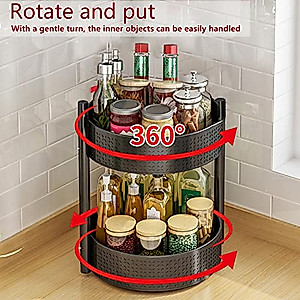 GILIGEGE Storage Rack (Black) Tier Multifunctional Kitchen Turntable Inch Organizer Turntable Storage 2 Rack 13 Rack Kitchen Gadgets (Black, One Size)