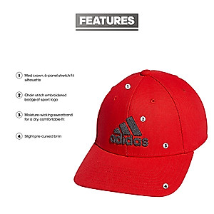 adidas mens Producer 2 Structured Stretch Fit baseball caps, Vivid Red/Onix Grey, Large-X-Large US