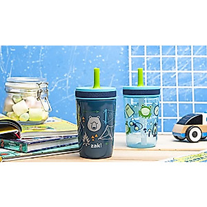 Zak Designs Campout and Camping Kelso Tumbler Set, Leak-Proof Screw-On Lid with Straw, Bundle for Kids Includes Plastic and Stainless Steel Cups with Bonus Sipper, 3pc Set, Non-BPA,15 fl oz