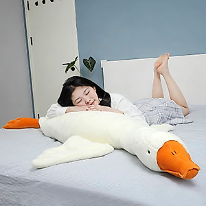 IEVEY 35'' Great Goose Stuffed Animal,Big Huge Goose Plush Pillow Toy,Super Soft Duck Plush Toy,Cute Giant White Swan Plushie Hugging Pillow for Girls Boys