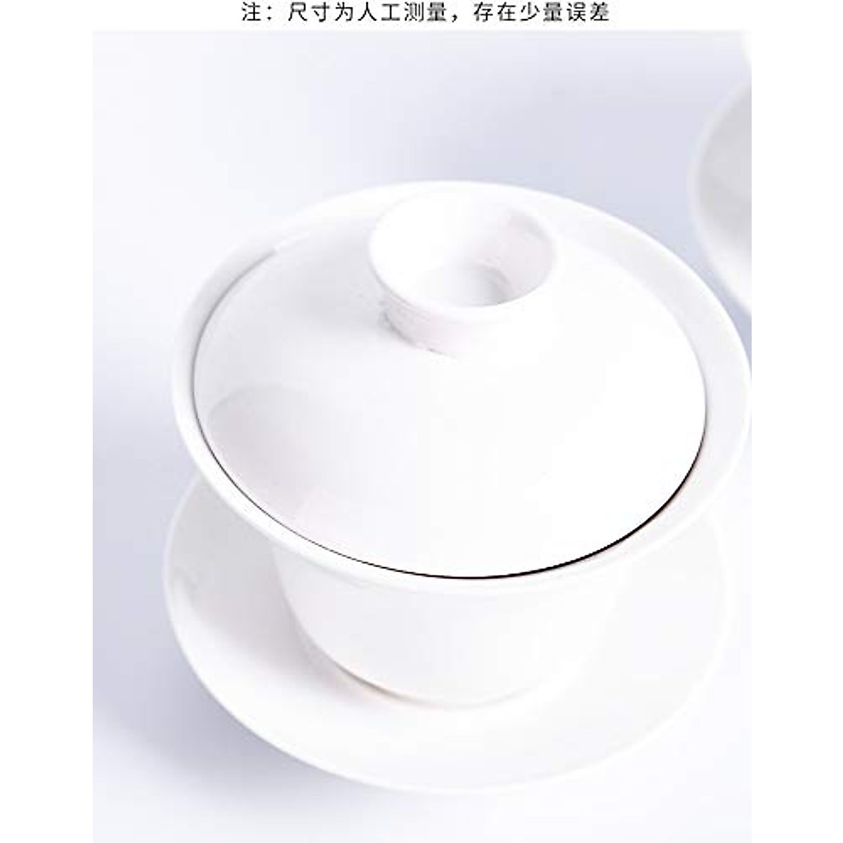 Liang baobao Gaiwan 2 Sets White Porcelain Teacups 110ml Tureen Sancai Cover Saucer for Loose tea Espresso