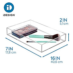 iDesign Decorative Countertop Vanity Tray Organizer for Bathroom, Bedroom, Closet, Entryway, The Clarity Collection – 8" x 12" x 2", Clear