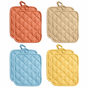 American Linen 8 Pack Pot Holders, Hot Pads, Table Pads for Kitchen and Dining Table, Non Slip Heat Resistant Hot Pot Holder Set (Multi)