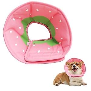 Soft Dog Cone Collar for Dogs After Surgery, Adjustable Dog Recovery Cone Collar for Medium Small Puppy Dogs and Cats to Stop Licking (Strawberry M)