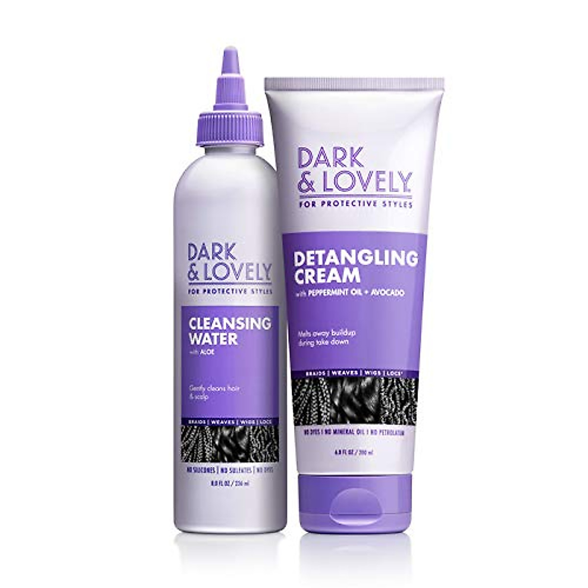 Softsheen-Carson Dark and Lovely for Protective Style Cleansing Water and Cream Detangler Kit Shampoo with Aloe and Conditioner with Avocado and Peppermint, 2 Count